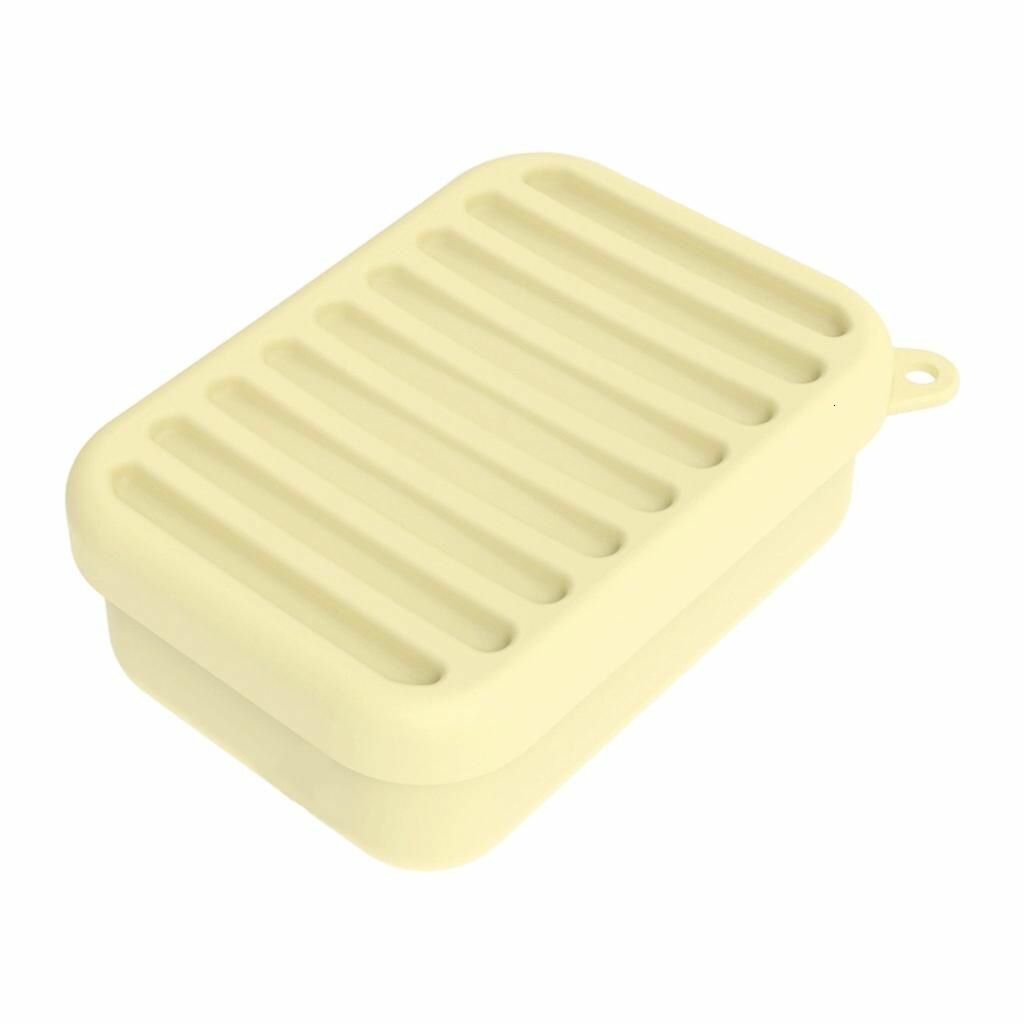 Гигиеничная силиконовая мыльница с антискользящим дизайном, крышкой и быстрым дренажным слоем, необходимый аксессуар для ванной комнаты, Желтый