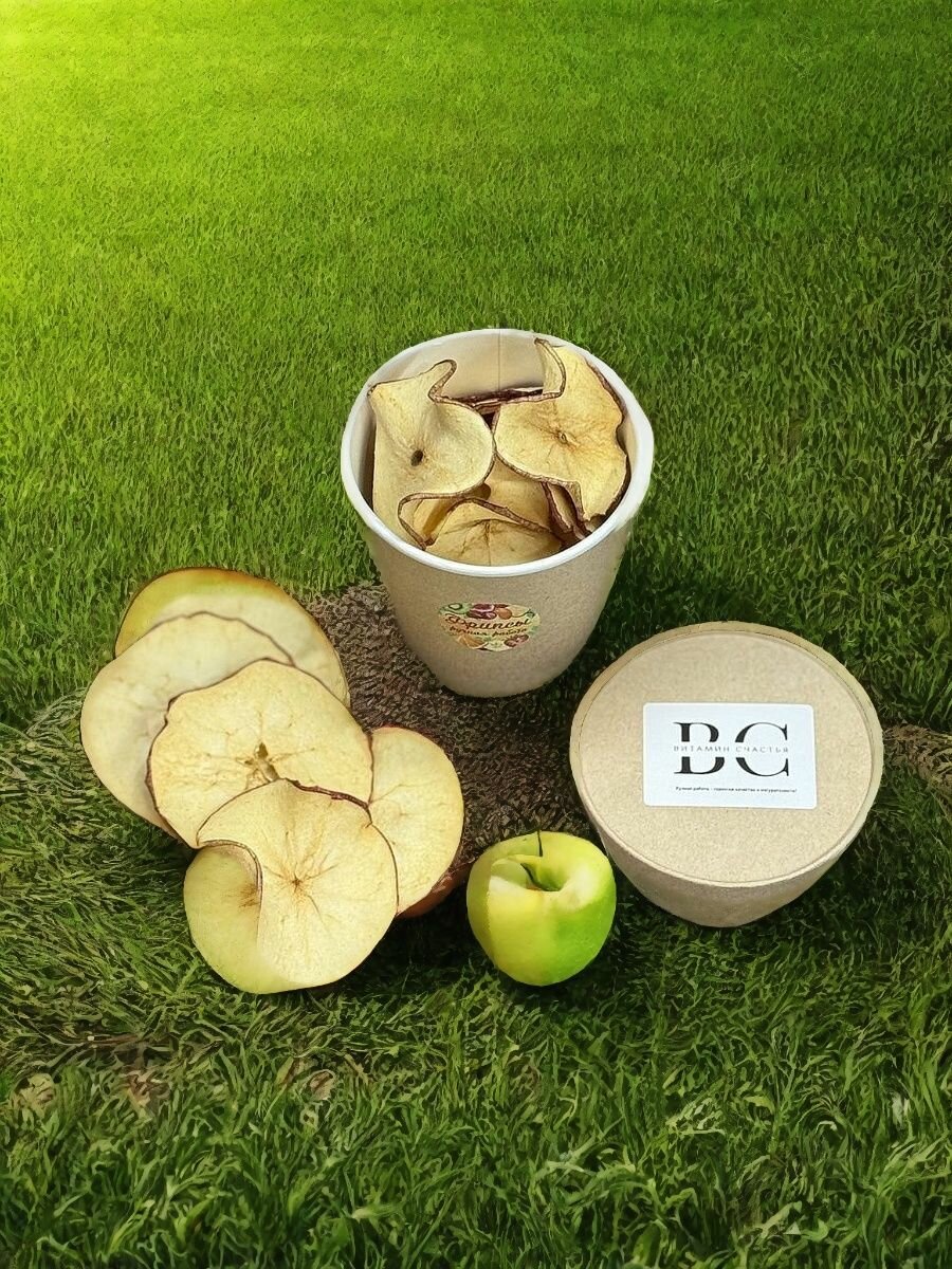 Яблочные чипсы, 40 г, в стакане, без сахара