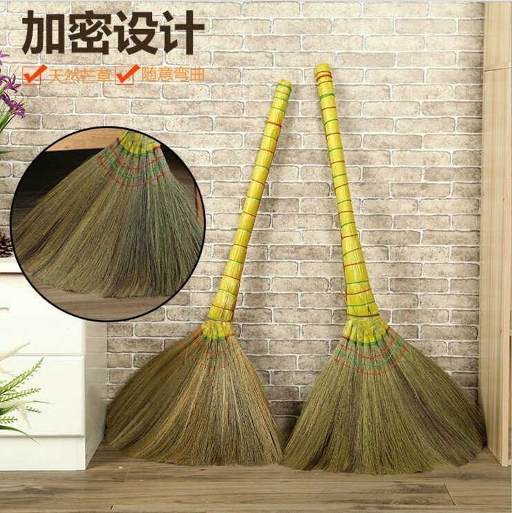 Метла, из мискантуса, желтая, для уборки, ручная, прочная