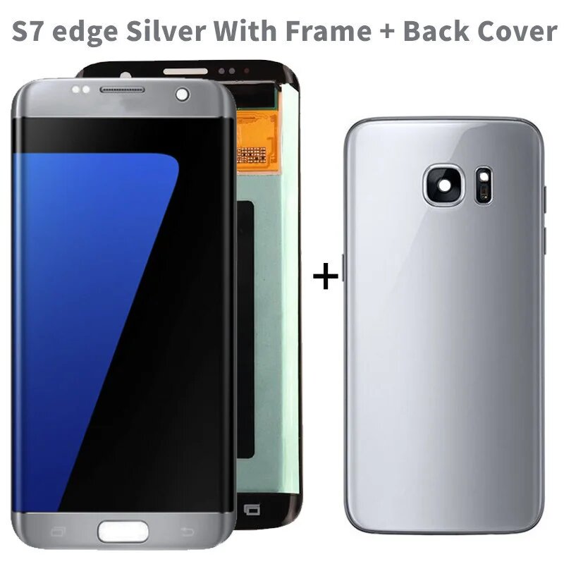 ЖК-дисплей Super AMOLED для Samsung Galaxy S7 Edge G935 G935F SM-G935FD, ЖК-дисплей с сенсорным экраном и задней крышкой с инструментами Silver No Frame BC