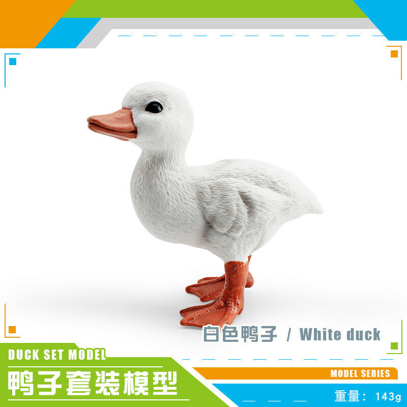 Realistic plastic farmyard duck figurines set of white and yellow ducks for home decor white duck