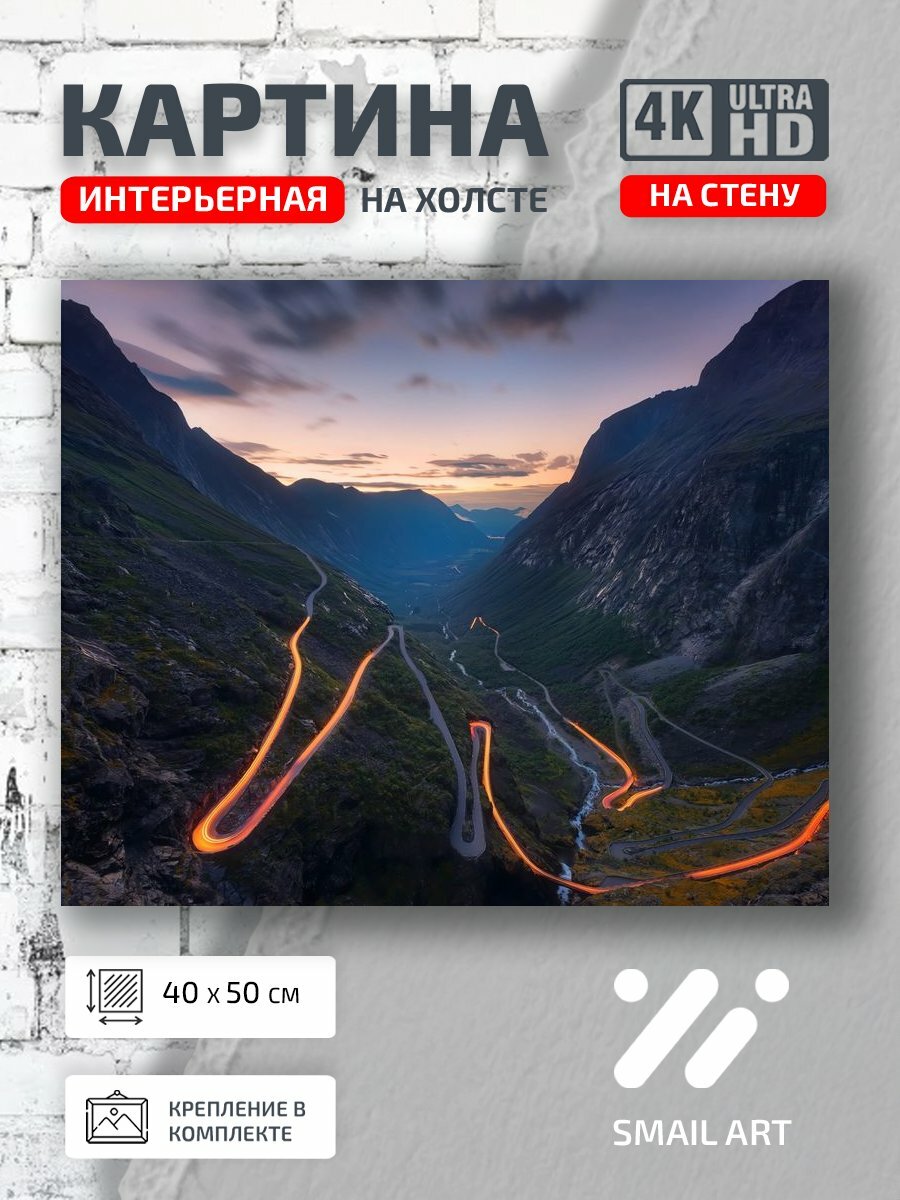 Картина на холсте интерьерная 40 на 50 на стену Серпантин Landscape для кафе пейзаж декор