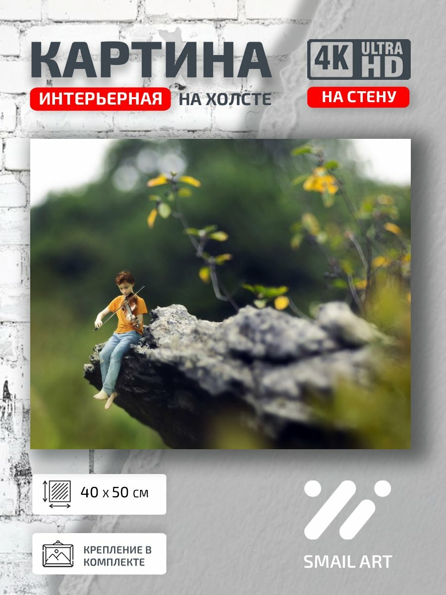 Картина на холсте интерьерная 40 на 50 на стену Скрипкой Mood для студии атмосфера интерьер