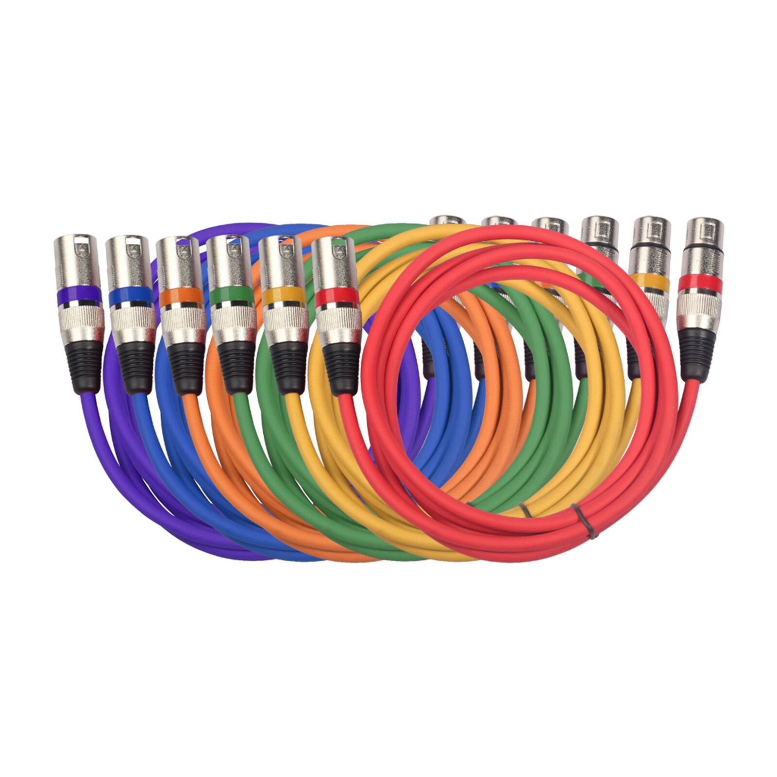 6PCS 1.5M Кабели XLR Цветные Кабели для Микрофонов DMX Кабели для Сценических Светов 3-Контактные Мужской-Женский для Микшерных Платформ Спотов Сценических Пар Светов Микрофонов Микшеров
