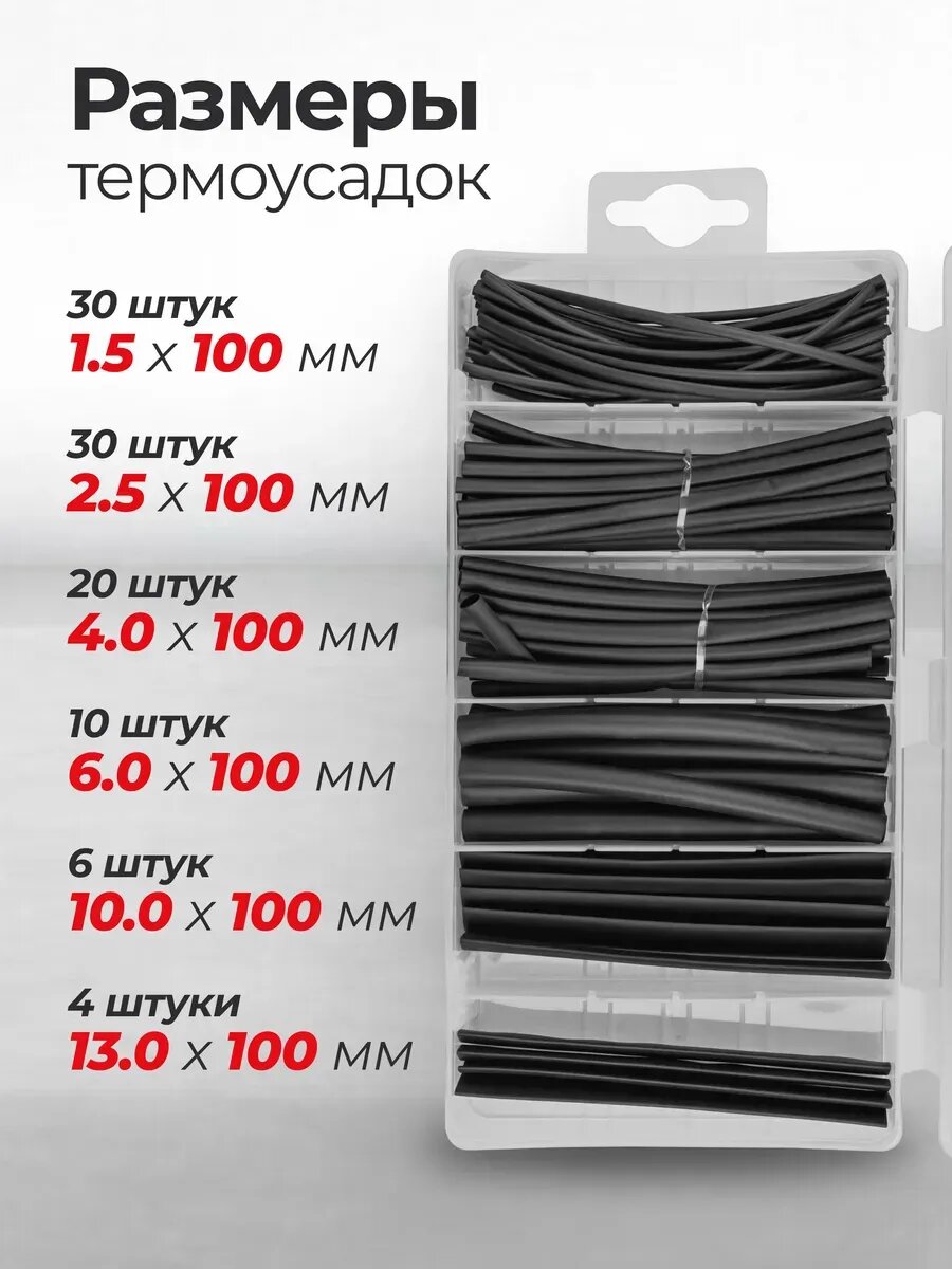 Термоусадка для проводов 100 шт. — фото 1