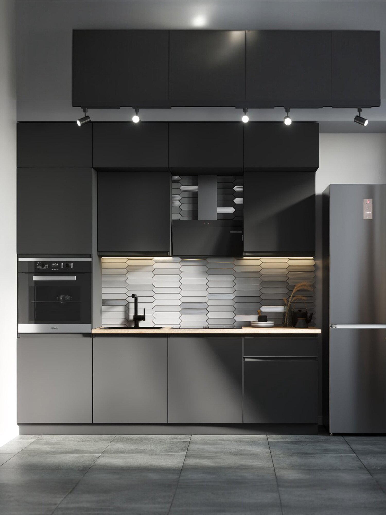 Кухонный гарнитур в потолок «Виктория», 2400 мм, цвет графит