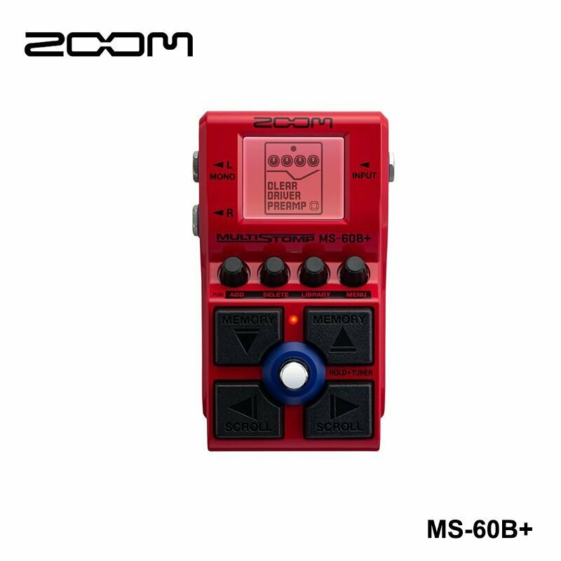 Zoom MS-60B+ Педаль эффектов MultiStomp Bass с более чем 95 эффектами, включая модели усилителей, предусилители, хорус, задержки
