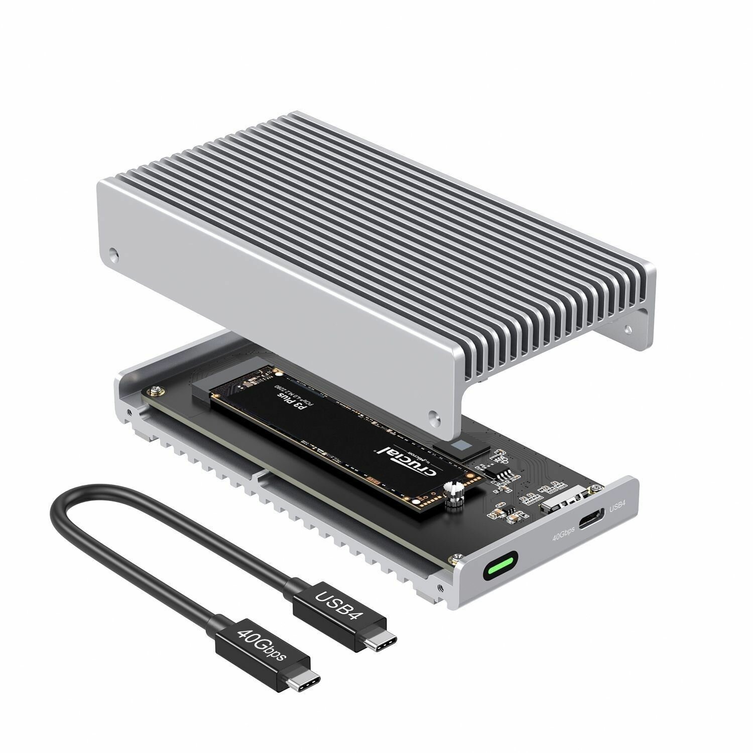 Магнитный интерфейс USB4 и поддержка Thunderbolt 3 4 обеспечиваются в инновационном корпусе для накопителя NVMe M2 от Qwiizlab, гарантируя премиум скорость передачи данных до 40 Гбит с