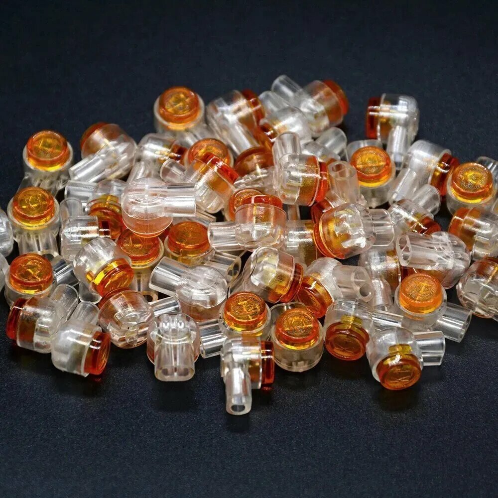 Скотчлок 50 шт зажим соединитель проводов автопроводки UY-2 (k2) для 2-х жил 0,4-0,9 мм с гидрофобным заполнителем ответвитель прокалывающий клеммы 50 штук в упаковке для витой пары 006-800002/50