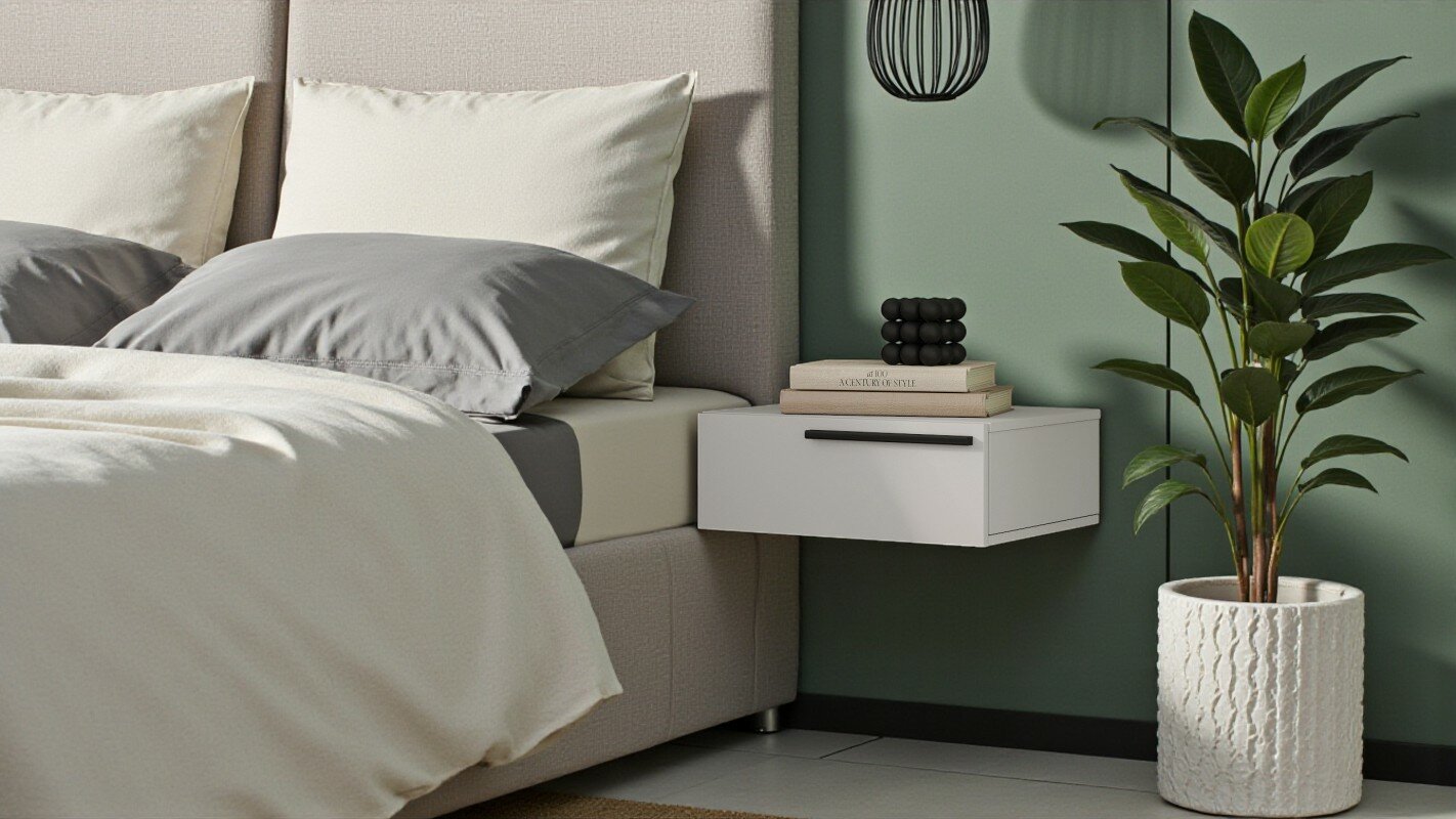 Прикроватная подвесная тумба Лорена Пакс-2 Белый Фасадный 0101 NOW 55x42x20 см, Дом мебели для вас