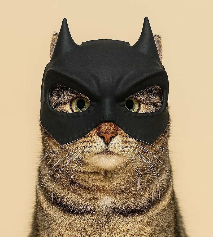 Кот в маске Бэтмена
