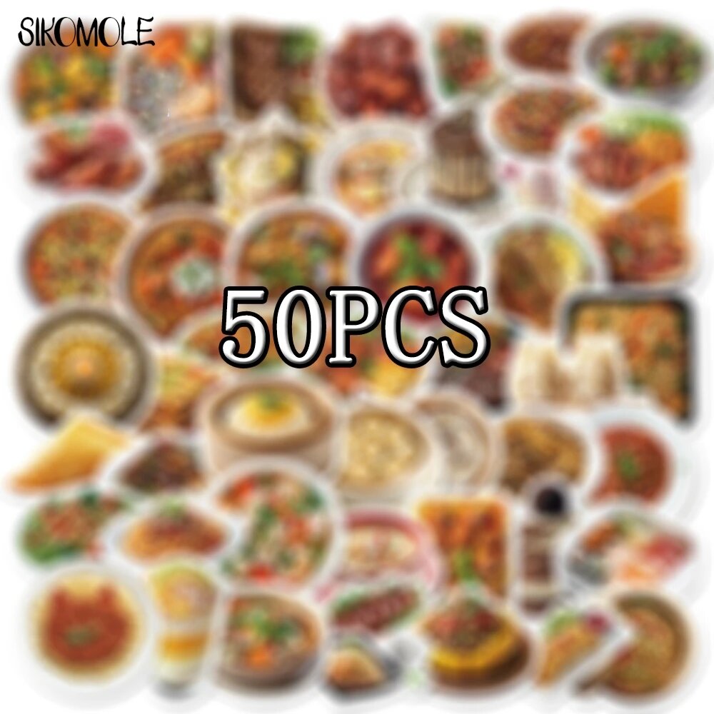 Наклейки SIKOMOLE, 50шт, еда, китайская кухня, T01042668-50pcs