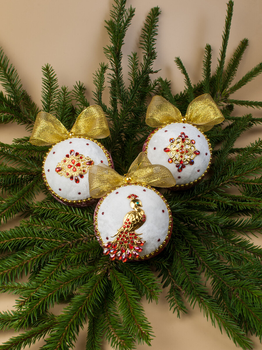 Коллекция новогодних шаров «Жар-птица», ручная работа