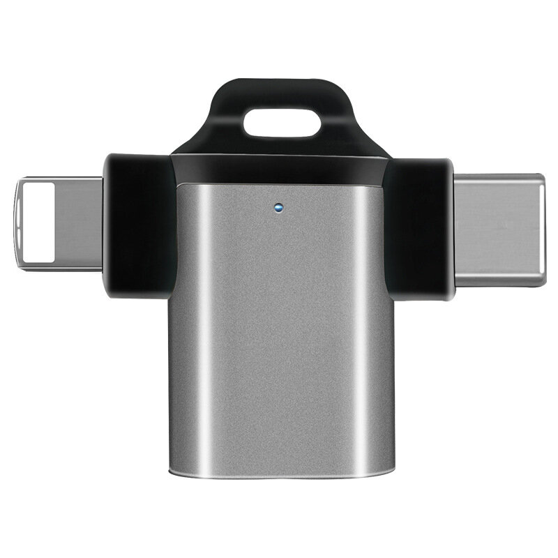 Серый USB 3.0 к Apple Lightning и Type-C 2-в-1 OTG-адаптер с LED-подсветкой для iPhone и iPad, высокоскоростная