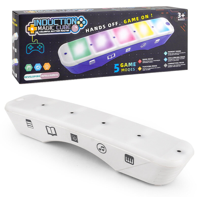 Трансграничные детские развивающие игры с электрическим освещением Индукционный кубик Рубика-Белый (английская версия)