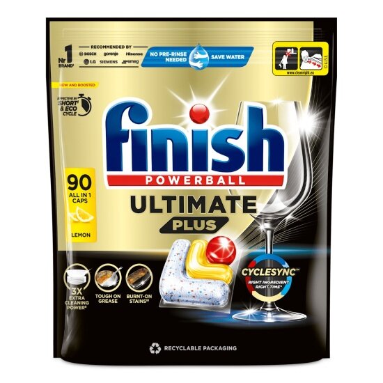 Капсулы для посудомоечных машин Finish ULTIMATE PLUS, 90 шт, лимон