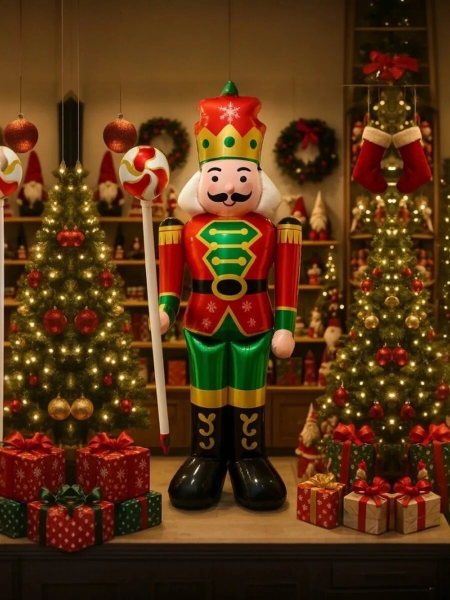 Фольгированный шар новогодний надувной Щелкунчик