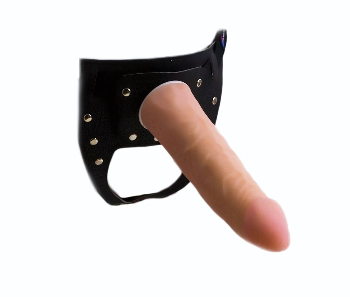 Страпон с насадкой 17,5 см, телесный цвет, удобные трусики, неоскин