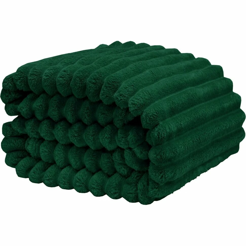 Покрывало 150х200 BRAVO Family велсофт Волна г/к №94 изумрудный в пакете, 2409233