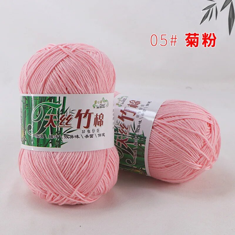 Розовая бамбуковая пряжа 5 light pink, 50г