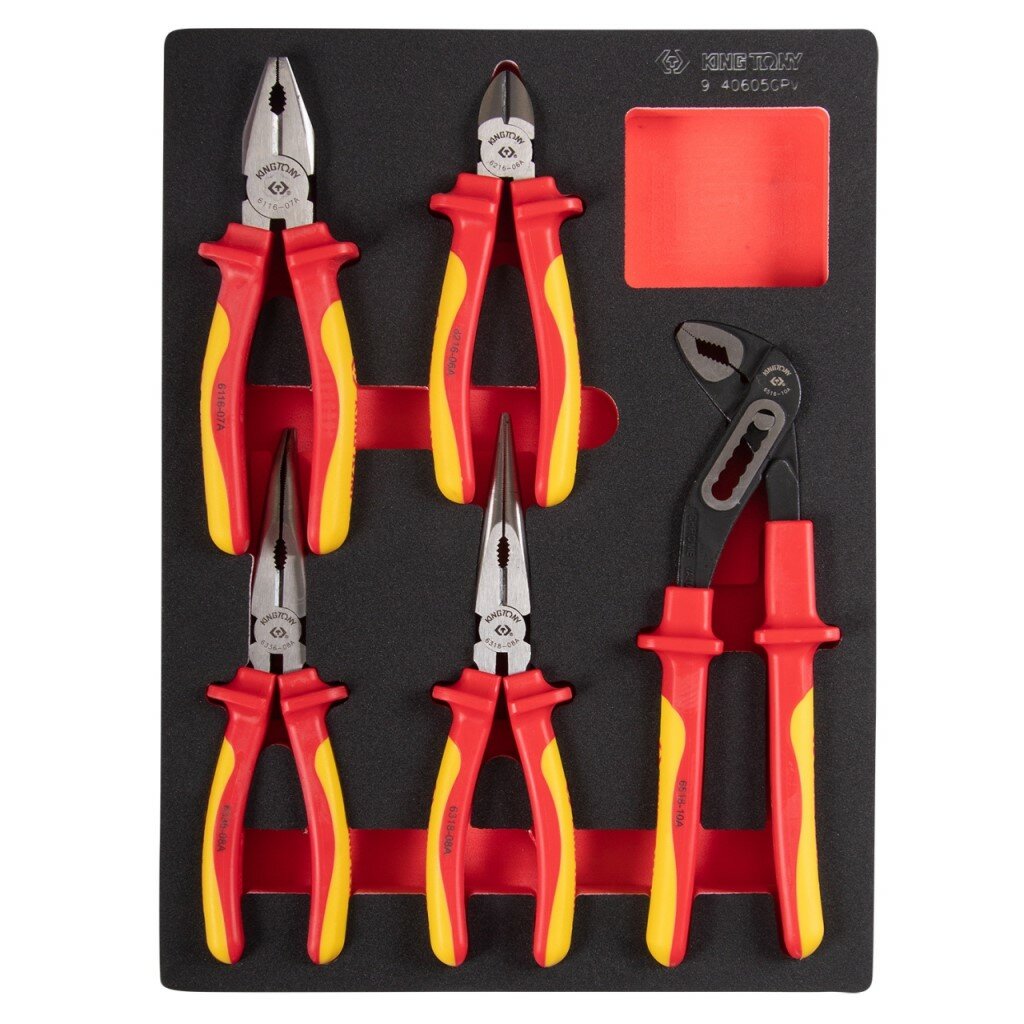 KING TONY Набор пассатижей и бокорезов диэлектрических, ложемент, 5 предметов 9-40605GPV