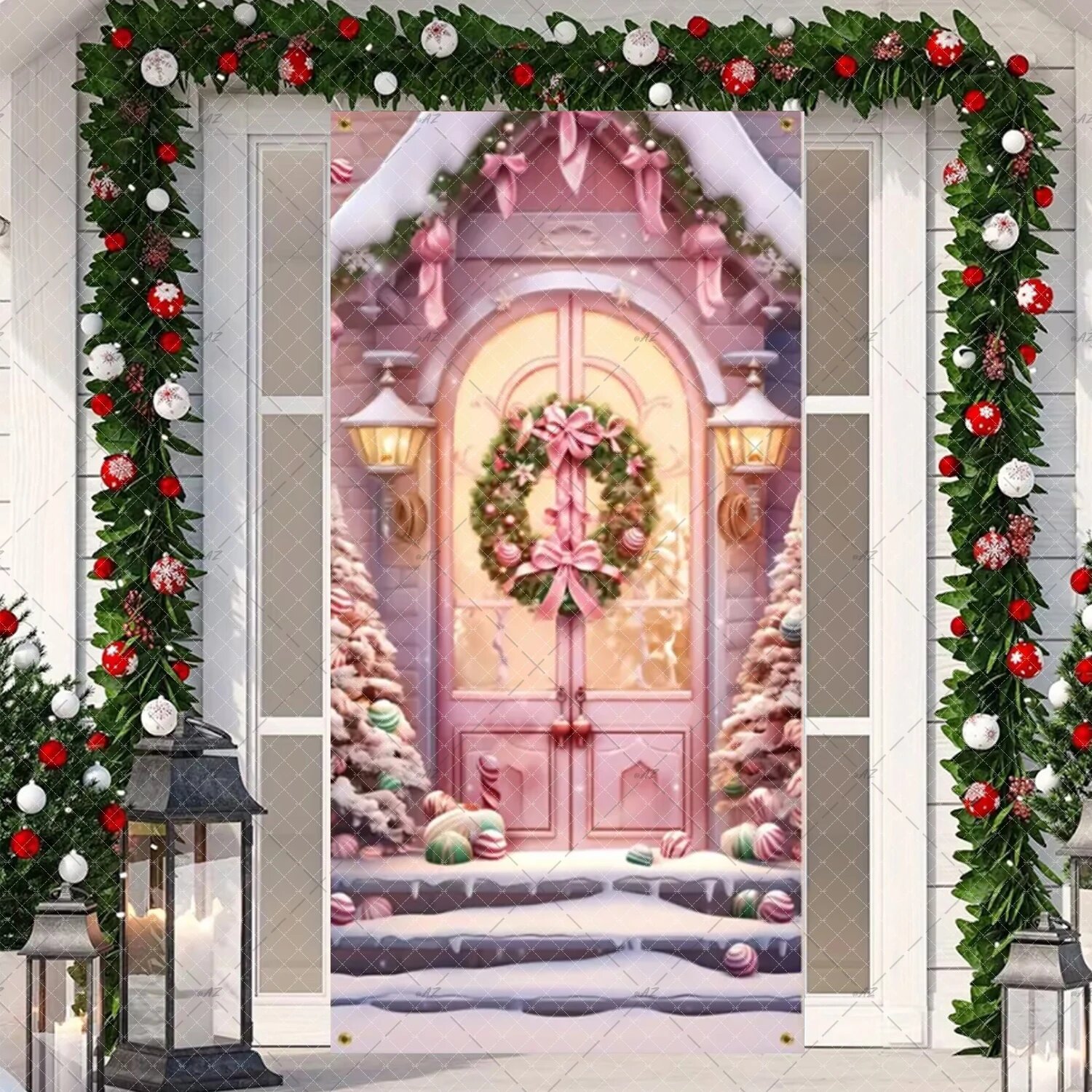 Розовый фон для фотосессии Новый год 120x60cm, AZ333-7