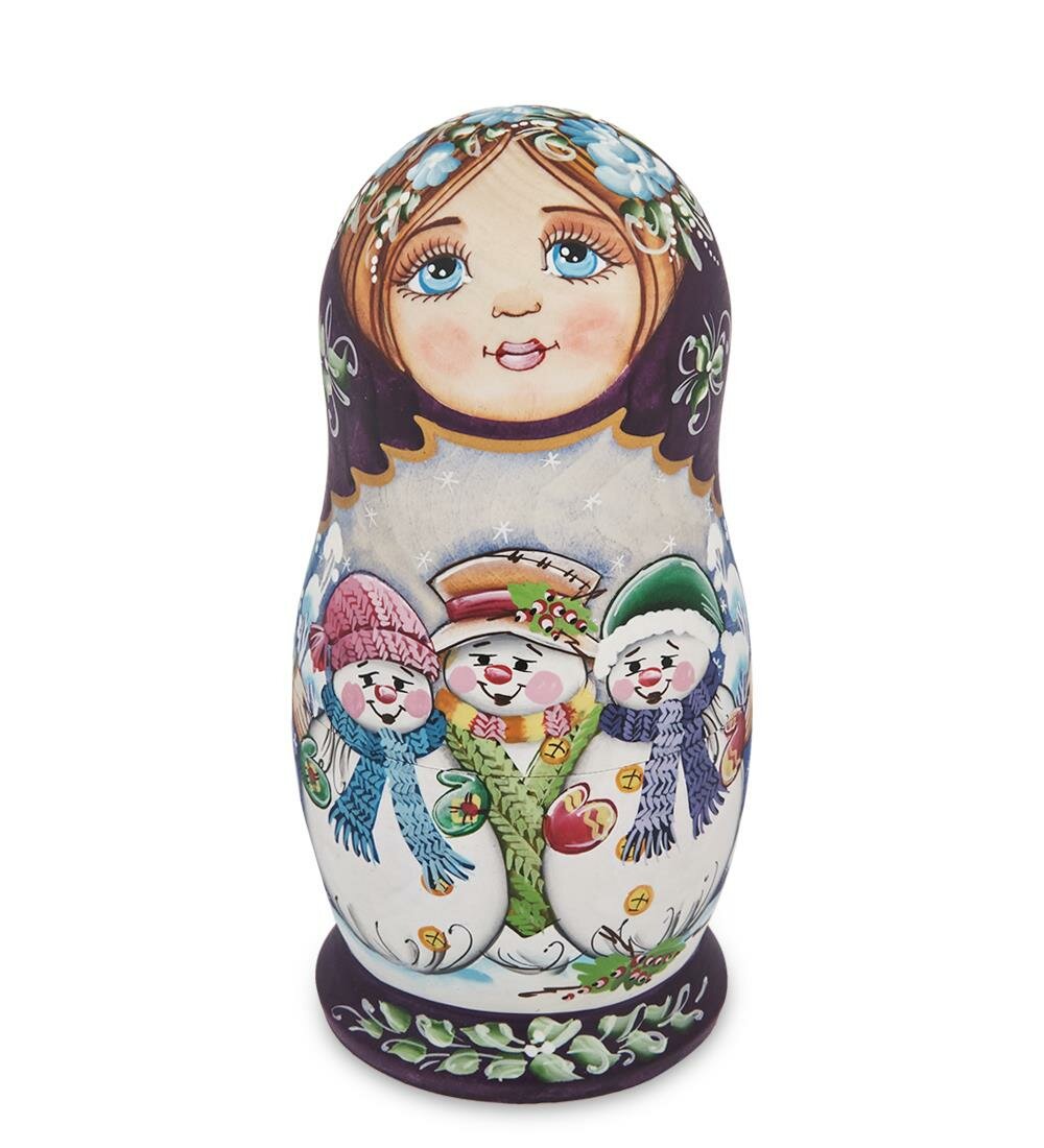Матрешка 5м "Мария со снеговиками" МР-16/10 Народные промыслы Дерево липа, краски, лак