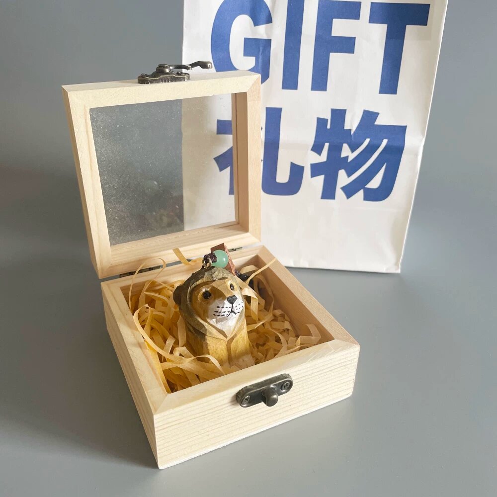 Деревянный брелок с резным изображением льва ручной работы, креативный и милый кулон для рюкзака, целебный амулет,