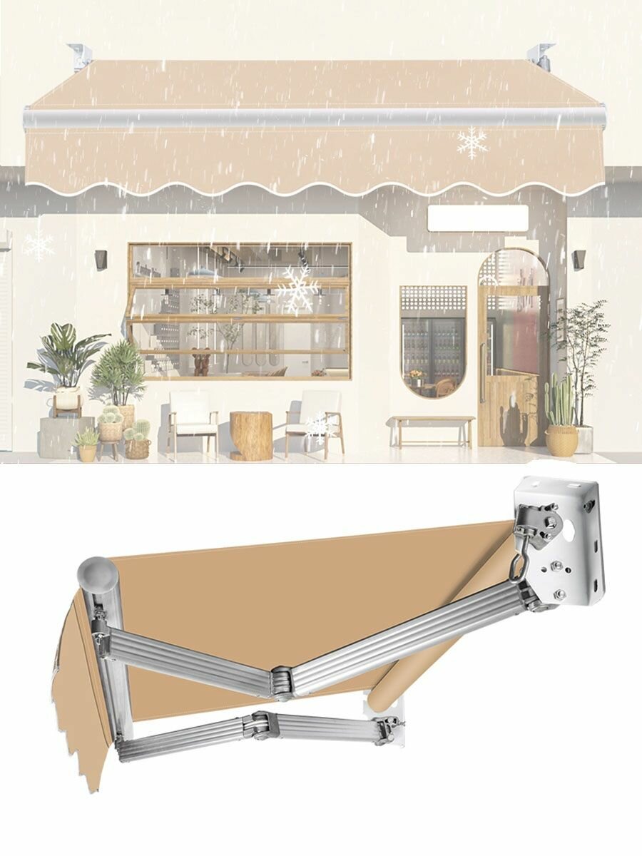 Козырек над крыльцом Маркиза локтевая (навес) выдвижная для террас и веранд