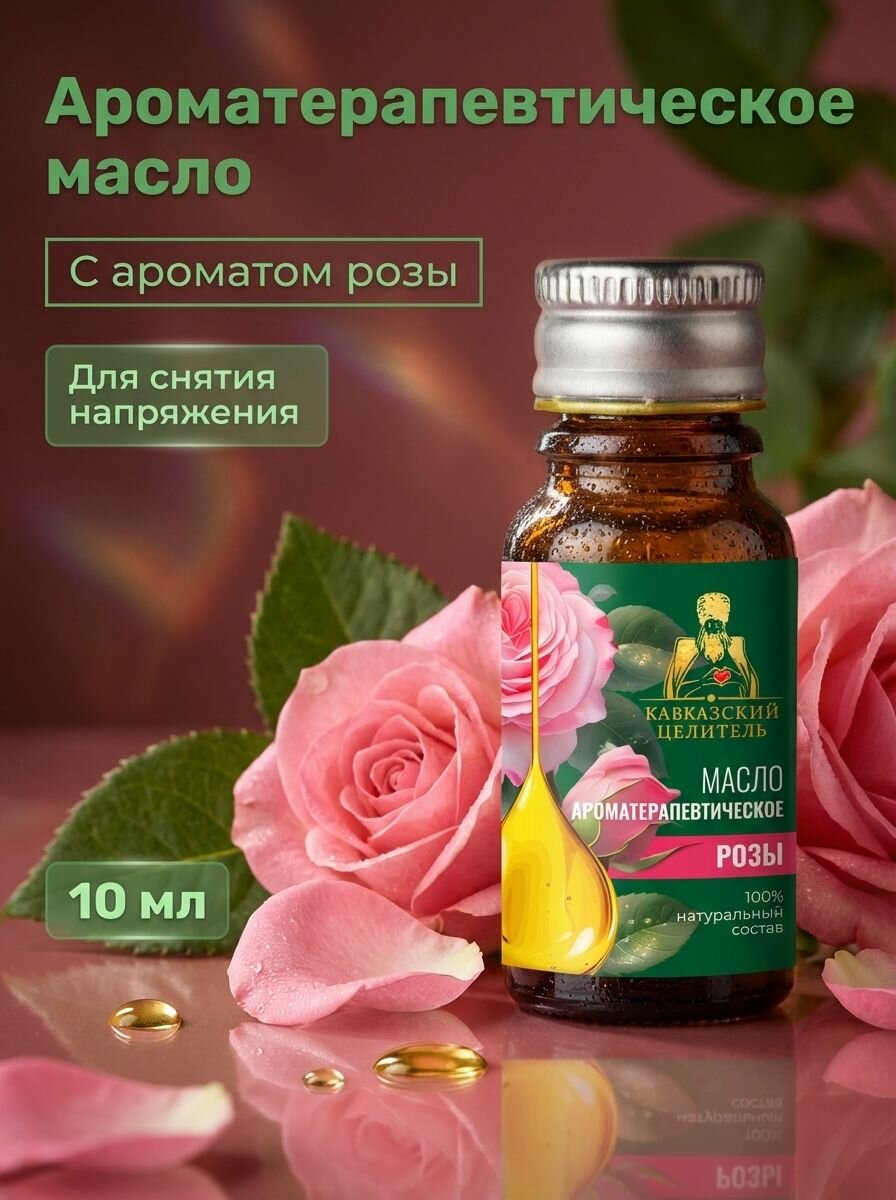 Ароматерапевтическое масло для ванн и душа Роза противогрибковое антибактериальное 10 мл