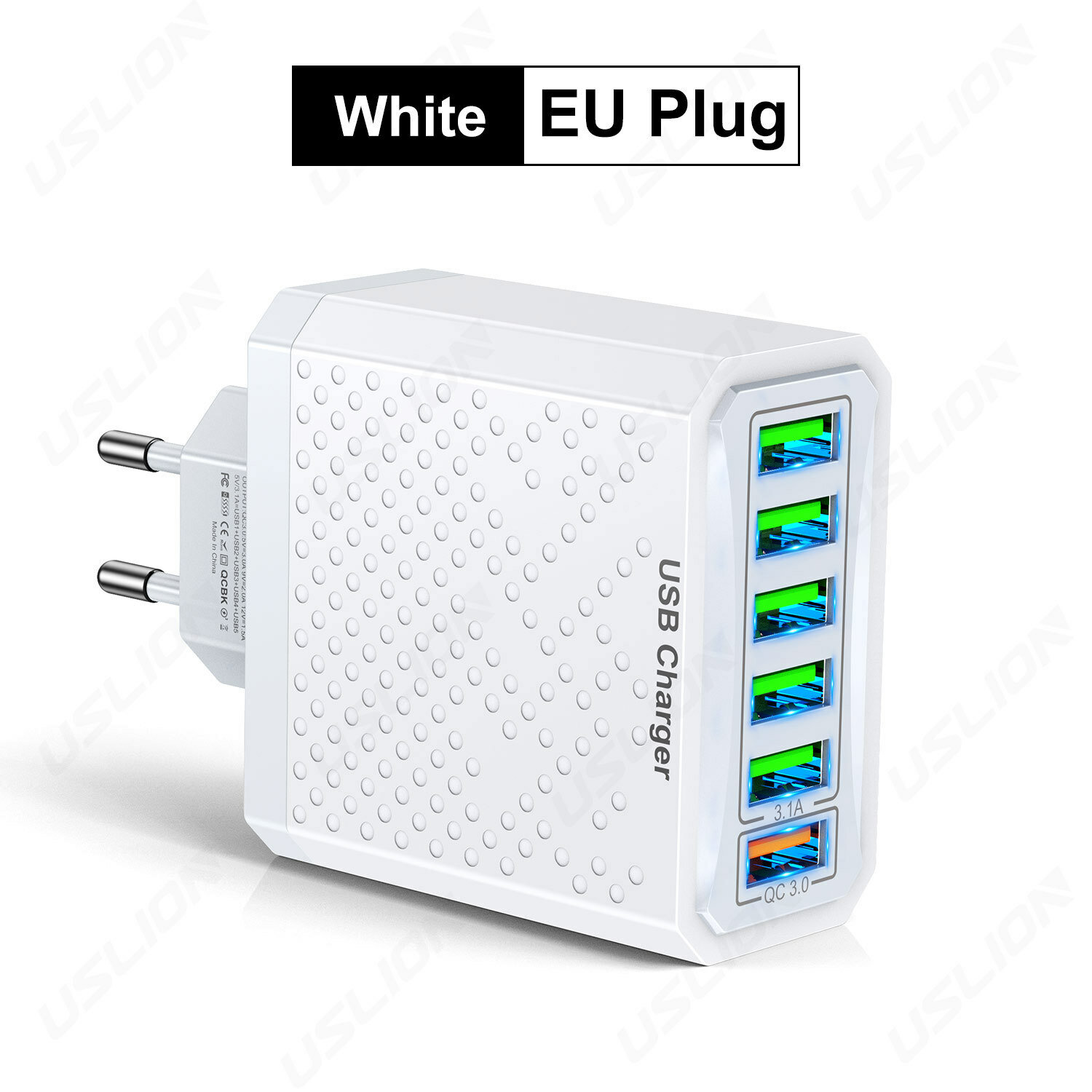 SG Горячая продажа кросс-бордерный источник 6-портовый USB сетчатый QC3.0 зарядник 6-в-1 многофункциональный зарядный головка 5V 3A быстрая зарядка