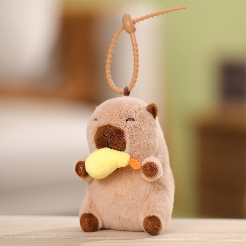 Плюшевая игрушка капибара TikTok с тянущимся шнурком и виляющим хвостом, подвеска для рюкзака капибара, выдувающая пузыри