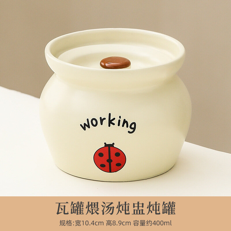 ⭐Керамическая кастрюля для тушения супа Jiangxi Shaxian, закуска Zhuque, кастрюля для тушения, домашняя кастрюля с крышкой, водоразделитель для одного человека, чашка для вареного яйца⭐