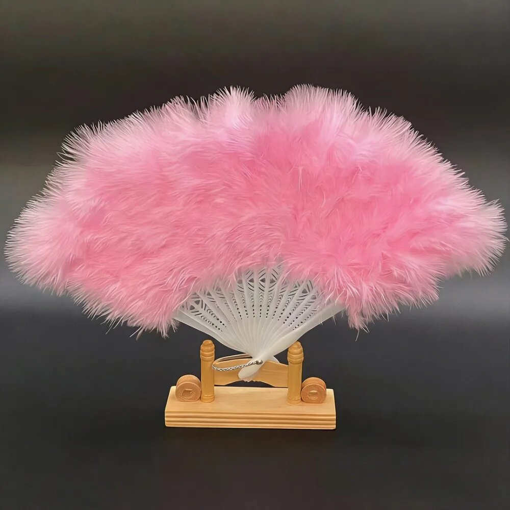 Белый складной веер из микрофибры Розовый, Pink