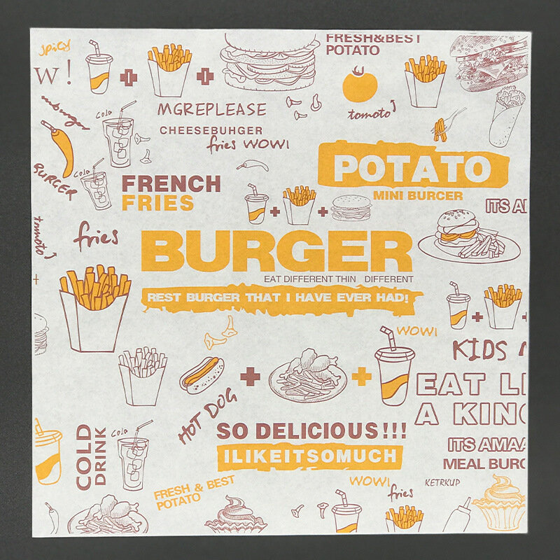 Бумага для бургеров Тяньцзинь, бумага для выпечки, покрытая бумага, жиронепроницаемая бумага для пищевых продуктов, бумага для бургеров, жиронепроницаемая бумага, силиконовая бумага для тостов