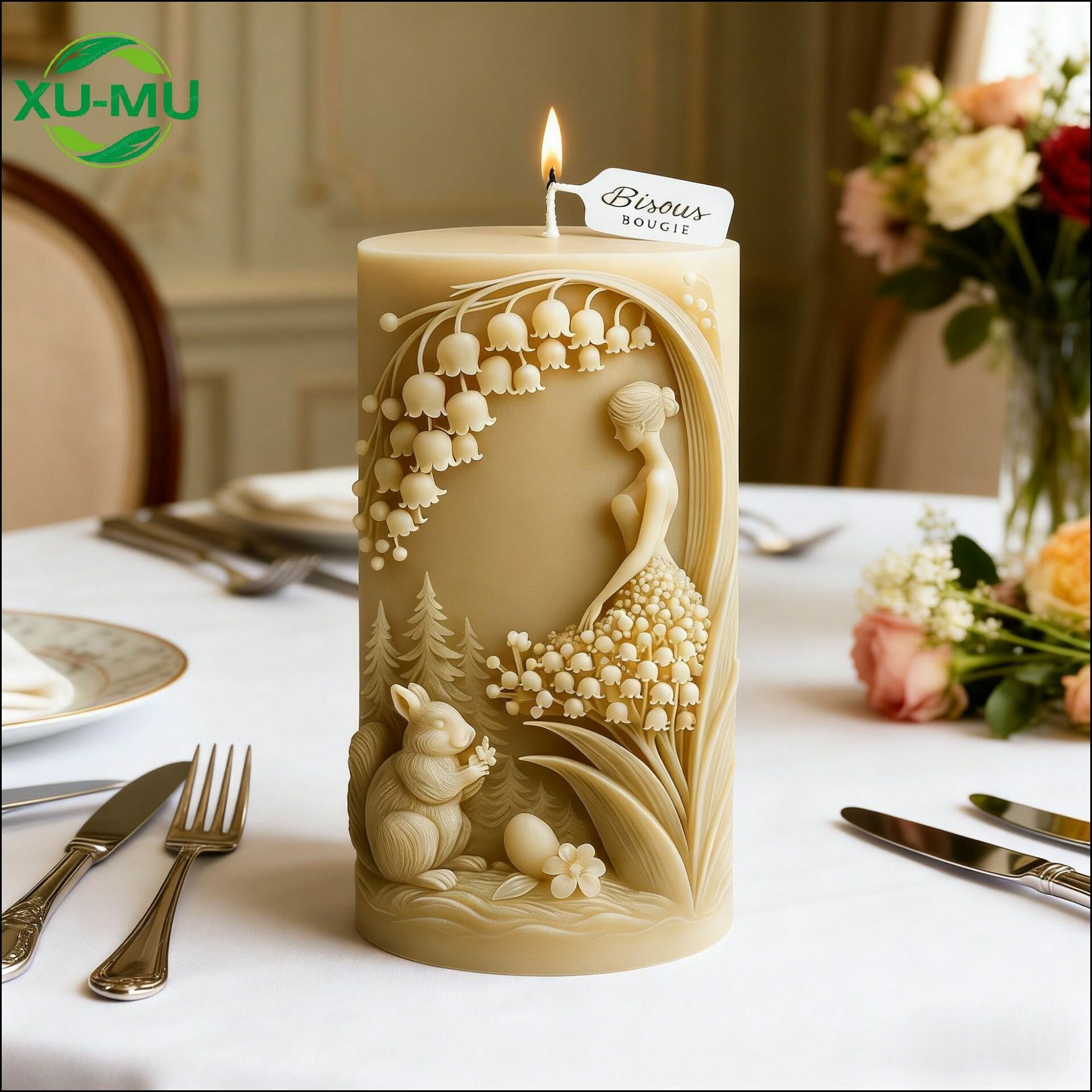 Молд для литья/Силиконовая форма-цилиндр с рельефной девушкой и колокольчиками, для творчества и хобби