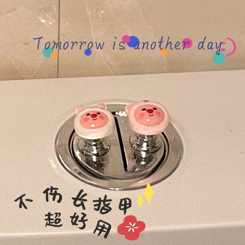 Кнопка для унитаза с милым дизайном в виде кошачьей лапки, длинный маникюрный инструмент, креативное устройство для ванной комнаты