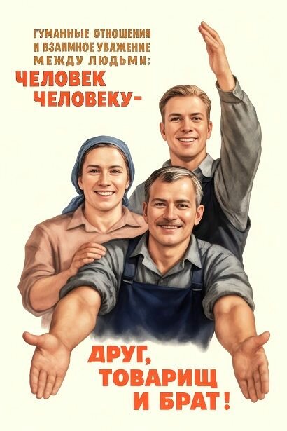 "Человек человеку - друг товарищ и брат". 42*59 см. Советский агит. плакат А2_019.