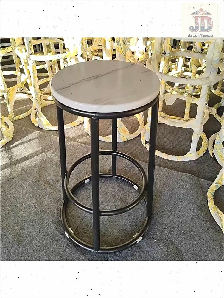 Барный стул кованый белый глянцевый металл МДФ ретро стиль для дома