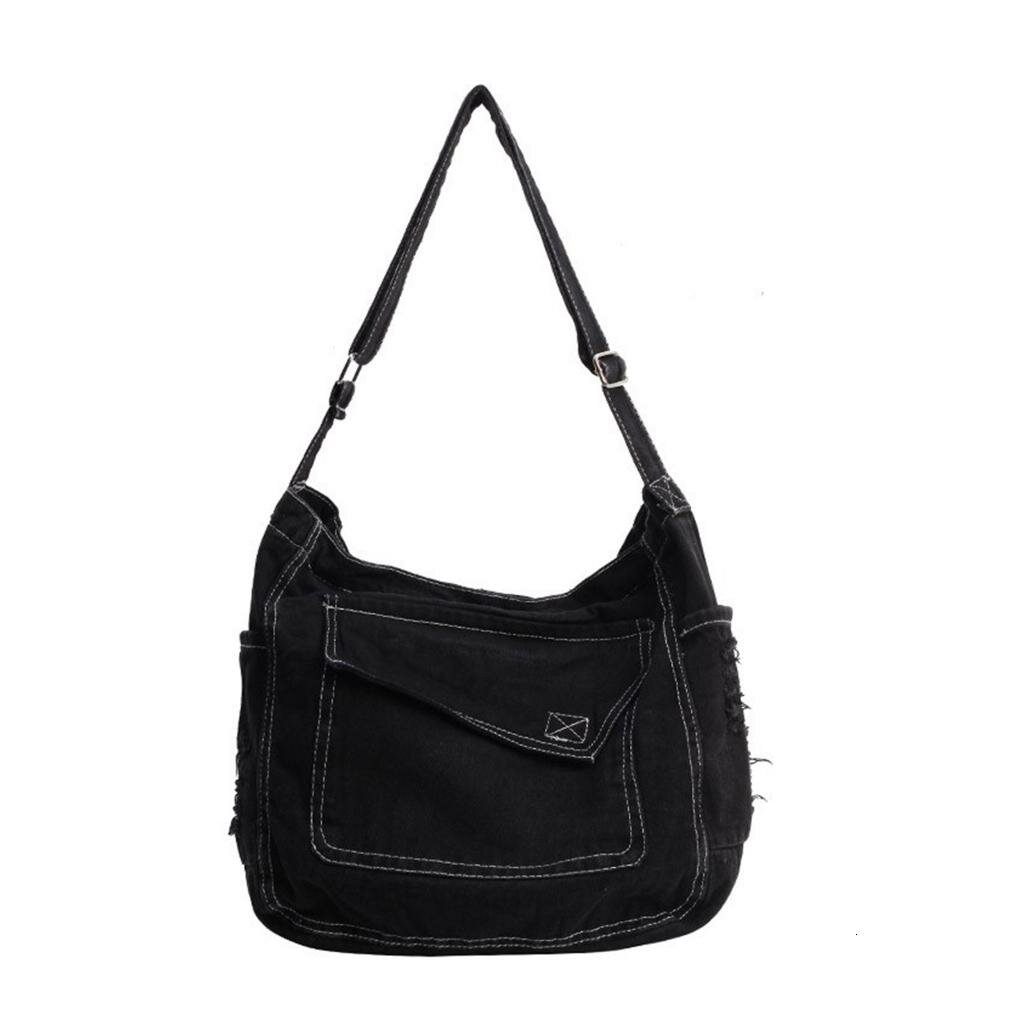 Женская сумка через плечо из джинсовой ткани, Черный