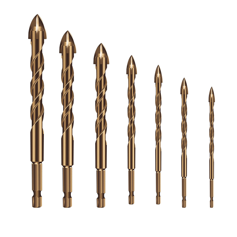 7Pcs Набор Буровых Дрелей Керамика Твердой Составной Шестигранный Палец для Стекла Мягкий Керамический Плитка Зеркало Пластик Кирпич Дерево, Материал: Керамика Твердой Составной, Тип: 3 Типа (Выбор), A:4 5 6 8 10, B:6 6 8 10 12, C:3 4 5 6 8 10 12, Тип