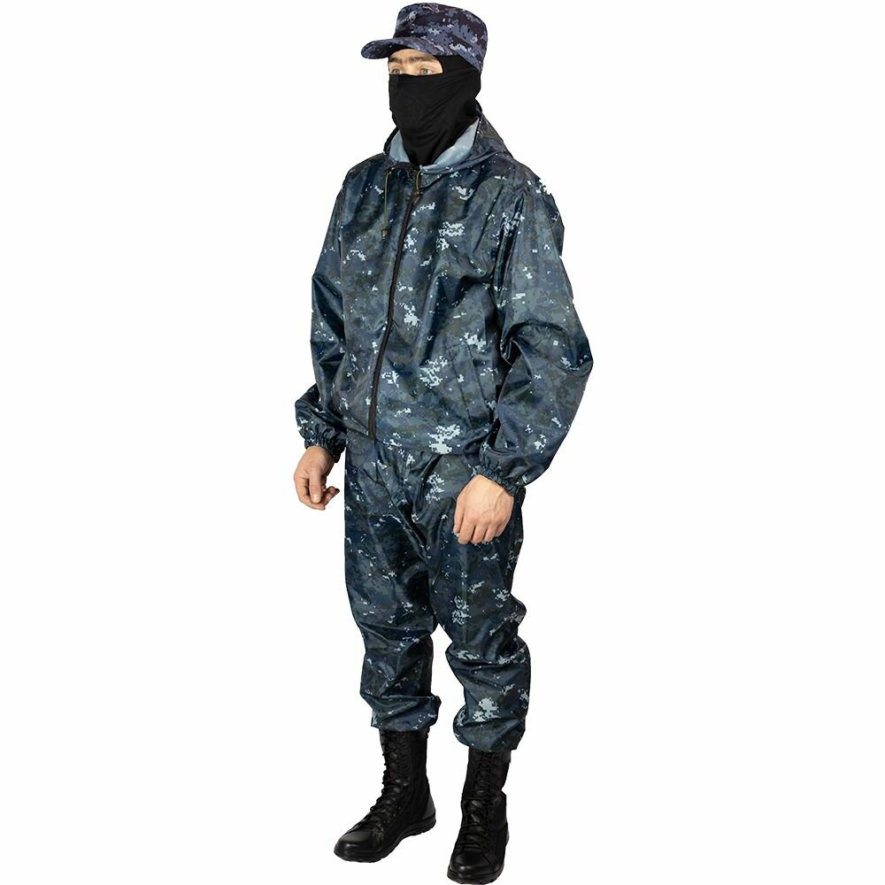 Костюм-дождевик ветровлагозащитный (ВВЗ), в камуфляже ВНГ Росгвардии синяя точка, непромокаемый (водонепроницаемый) с защитой от дождя