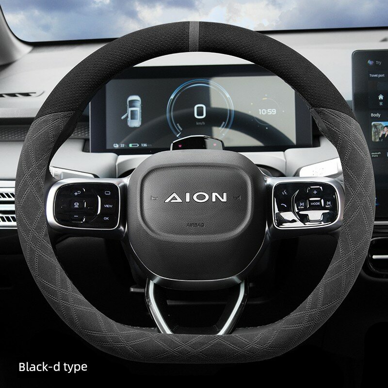 Чехол из сукна для руля Aion S Plus, черный D-тип, зимняя версия, премиум качество, легкая установка