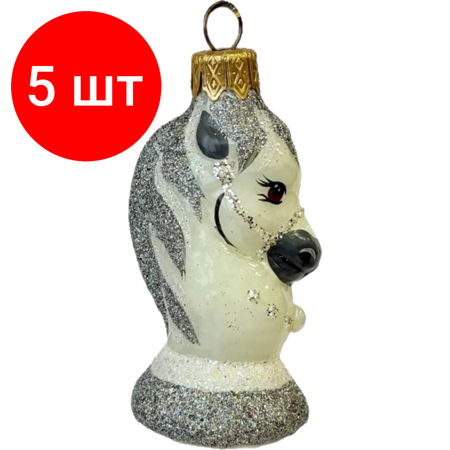 Комплект 5 штук, Украшение елочное Шахматный конь 1(Символ года)подар. уп. h-7см. ФУ-293/1