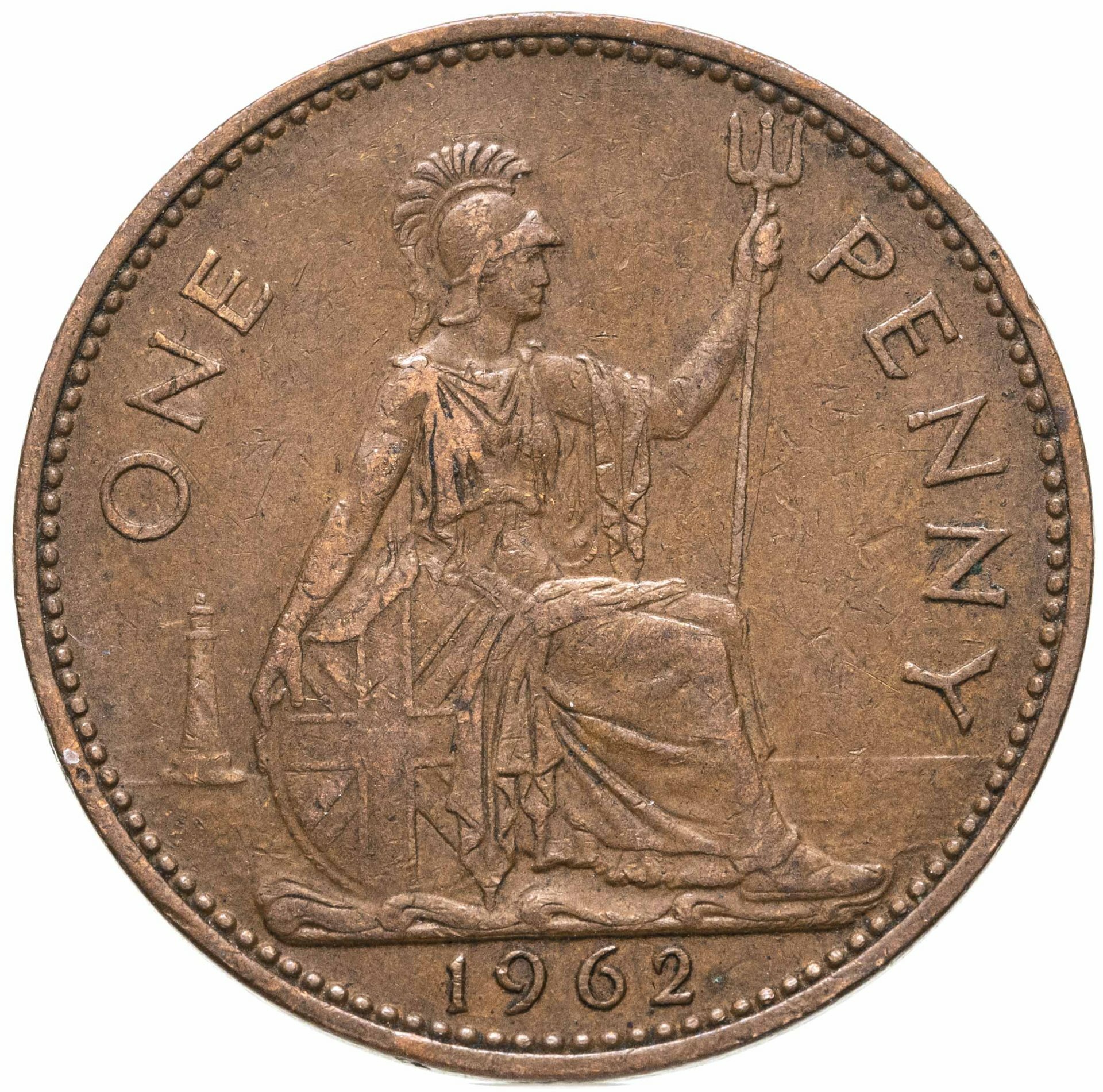 Великобритания 1 пенни penny 1962, Бронза, в сохранности XF