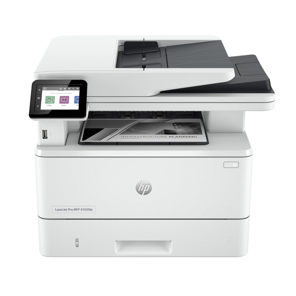 МФУ HP HP LaserJet Pro 4103fdw уц-2 А4, МФУ, лазерное, черно-белое, 40стр/мин, 1200dpi, 1200МГц, 512Мб, 50АПД, 100+250, WiFi/Bluetooth/USB/Ethernet, 3050стр/картридж, (2Z629A)