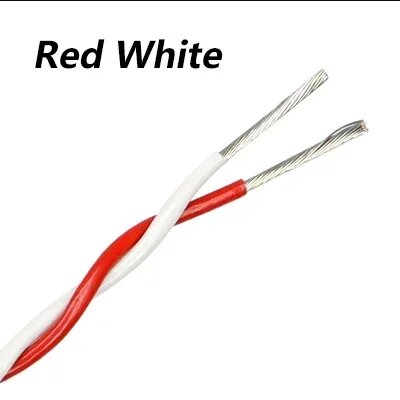 Медный кабель AFS200 2-контактный витая пара 17AWG (1mm2), Red White, 8 meters
