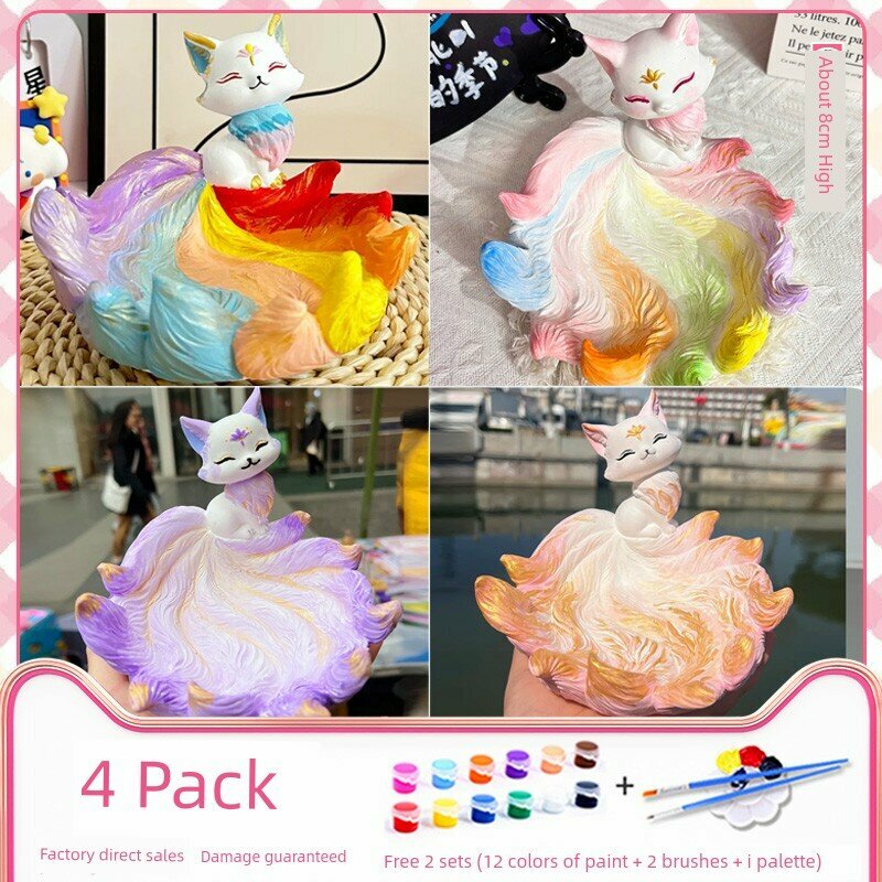 Тарелка Девятихвостый Лис - 4 Набора с 2 Наборами Раскраски, Модель 334 для Детского Творчества