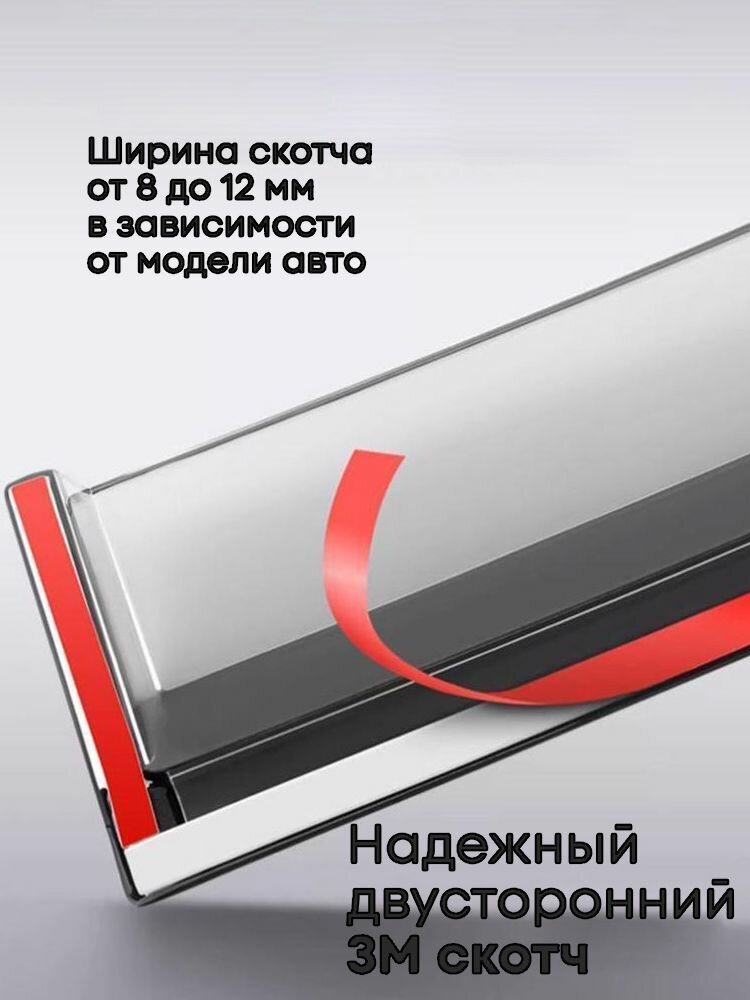 Ветровики-дефлекторы для Чанган CS55 Plus UNI-S, полный набор из 4 штук с уголками, аксессуар для авто — фото 1