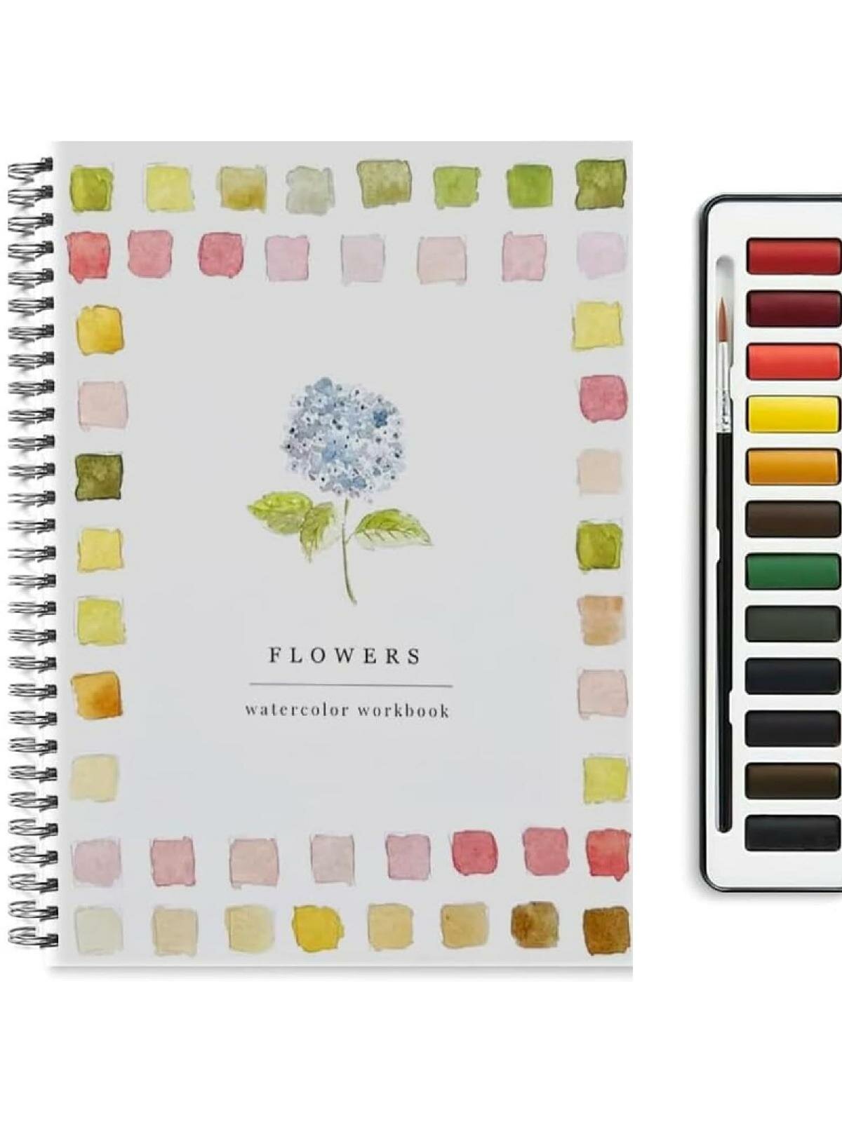 12-цветная акварельная краска с помощью альбома для рисования акварелью художника и кисти